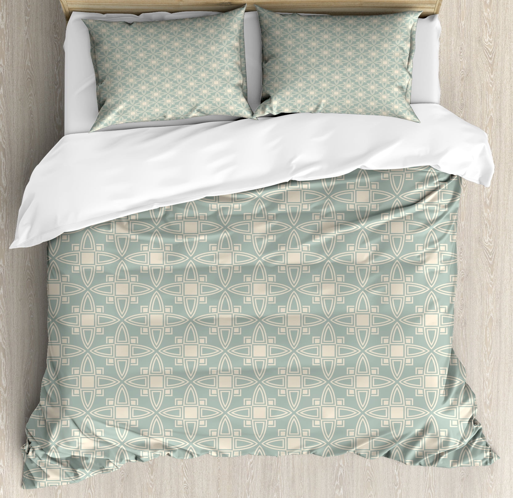 Vintage Duvet Cover Set, Retro Geometric Circular Nested Squares ...