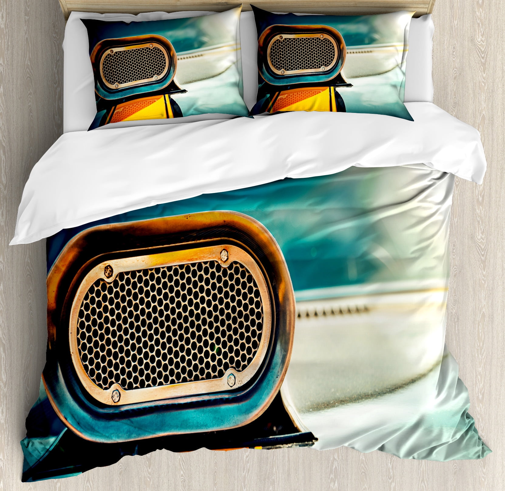 Vintage Duvet Cover Set, Retro Wave Inspirations American Muscle Car ...