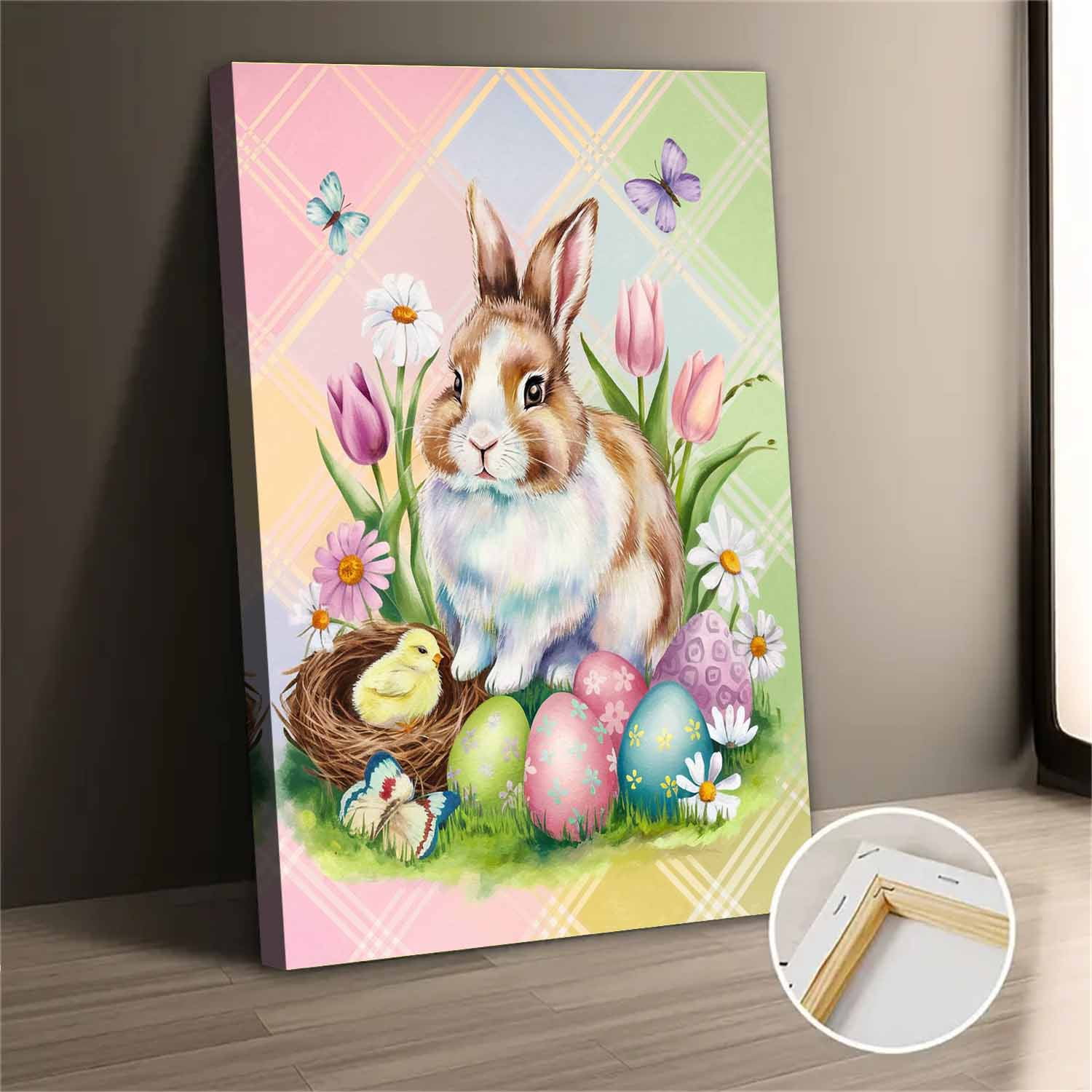Vintage Easter Bunny Canvas Wall Art Abstract Modern Aesthetic Print ...