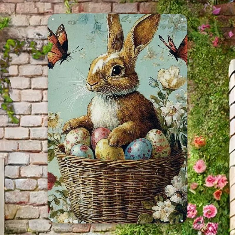 Vintage Easter Bunny Iron Decorative Sign, 8x12 Inches - Ideal for ...