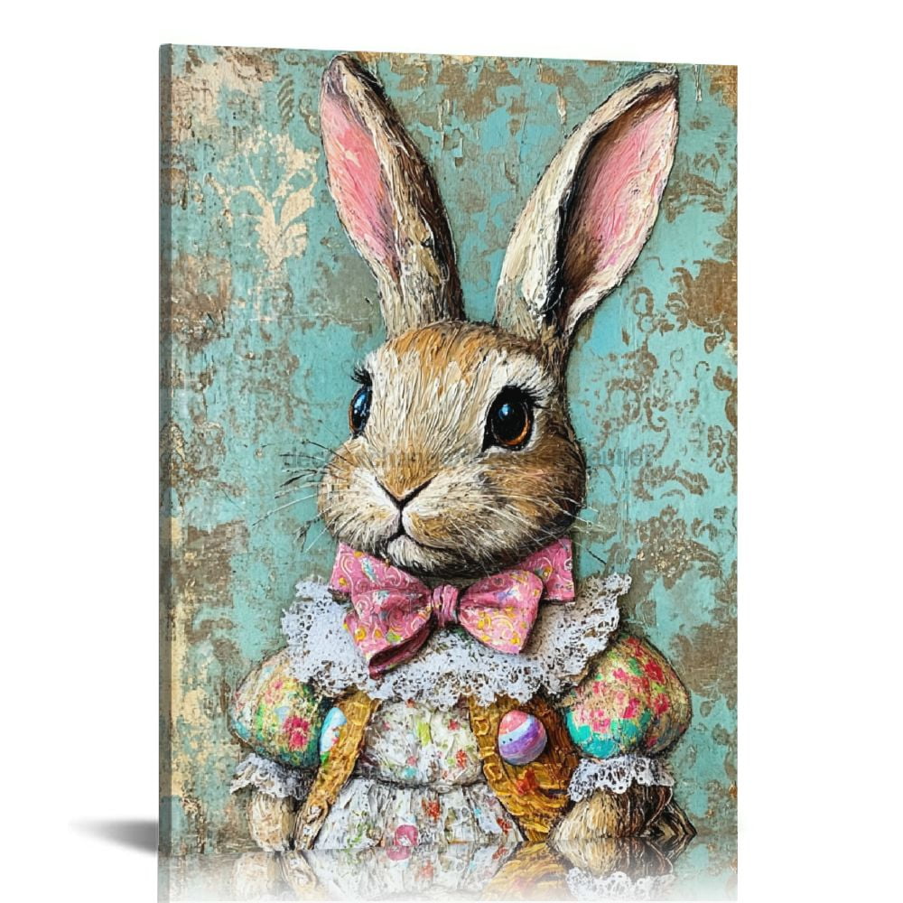 Vintage Easter Bunny Print Wall Art, Lovely Rabbit Picture Posters ...