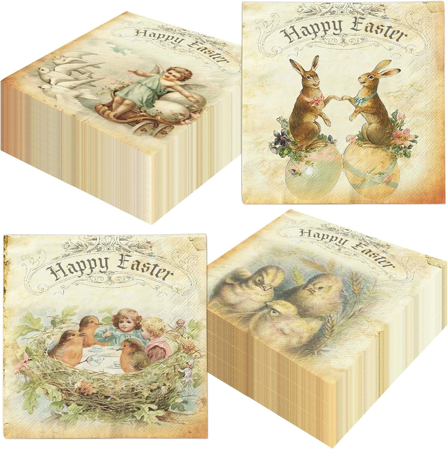 Vintage Easter Paper Napkins Easter Bunny Party Decoration Religious ...
