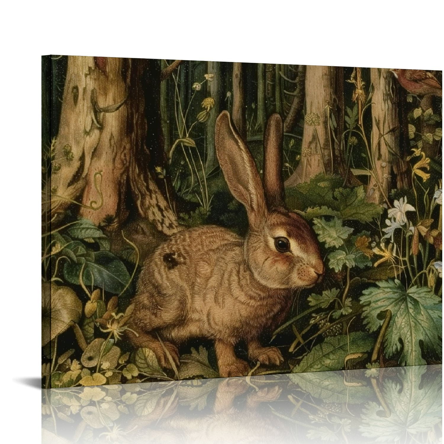 Vintage Easter Rabbit Framed Canvas Wall Art Bunny Wall Poster Wood ...