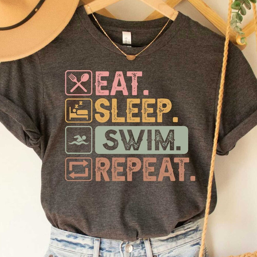 Vintage Eat Sleep Swim Repeat Swimmer, Funny Swimmer, Swim Coach Gift ...