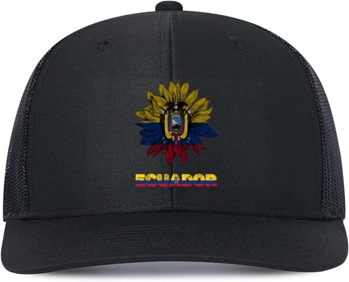 Vintage Ecuador Ecuadorian Ecuadorean Flag Sunflower Mesh Hat Baseball ...