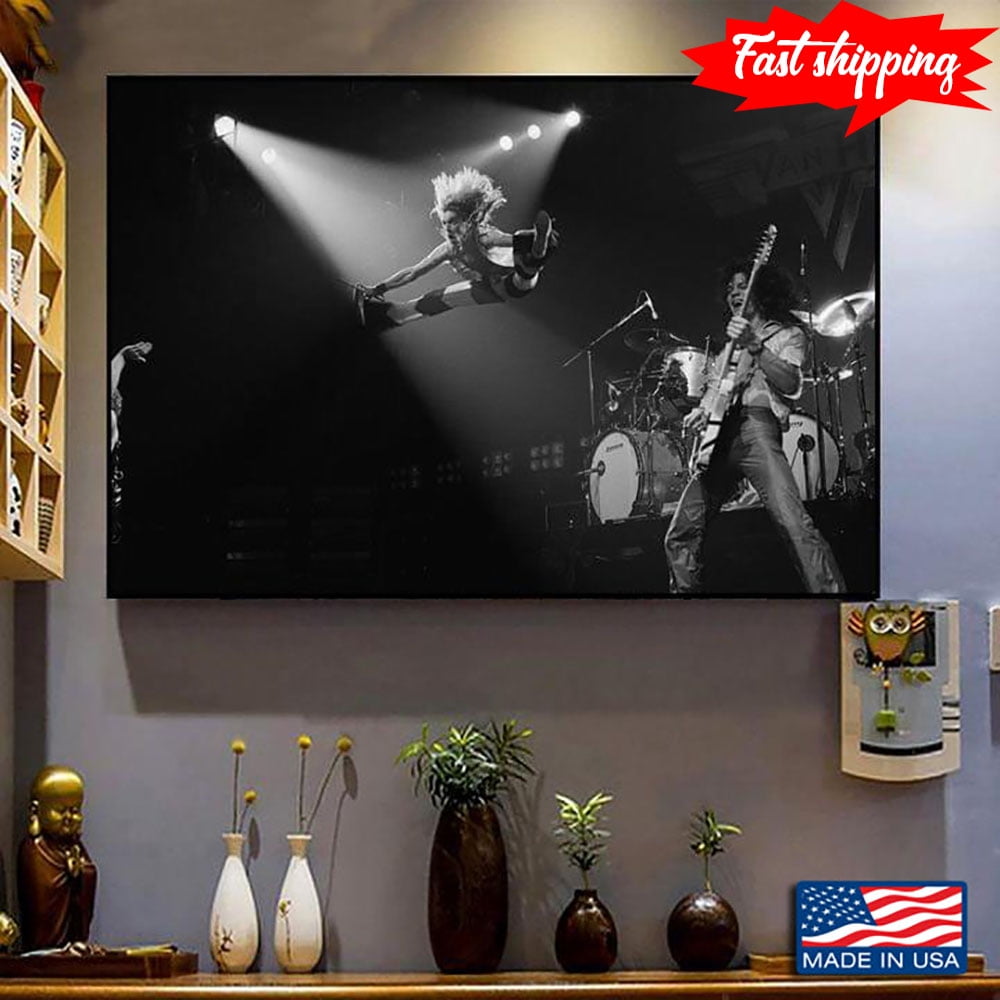 Vintage Eddie Van Halen Playing Guitar & Dancer Jumping 24 x 36 Inch ...
