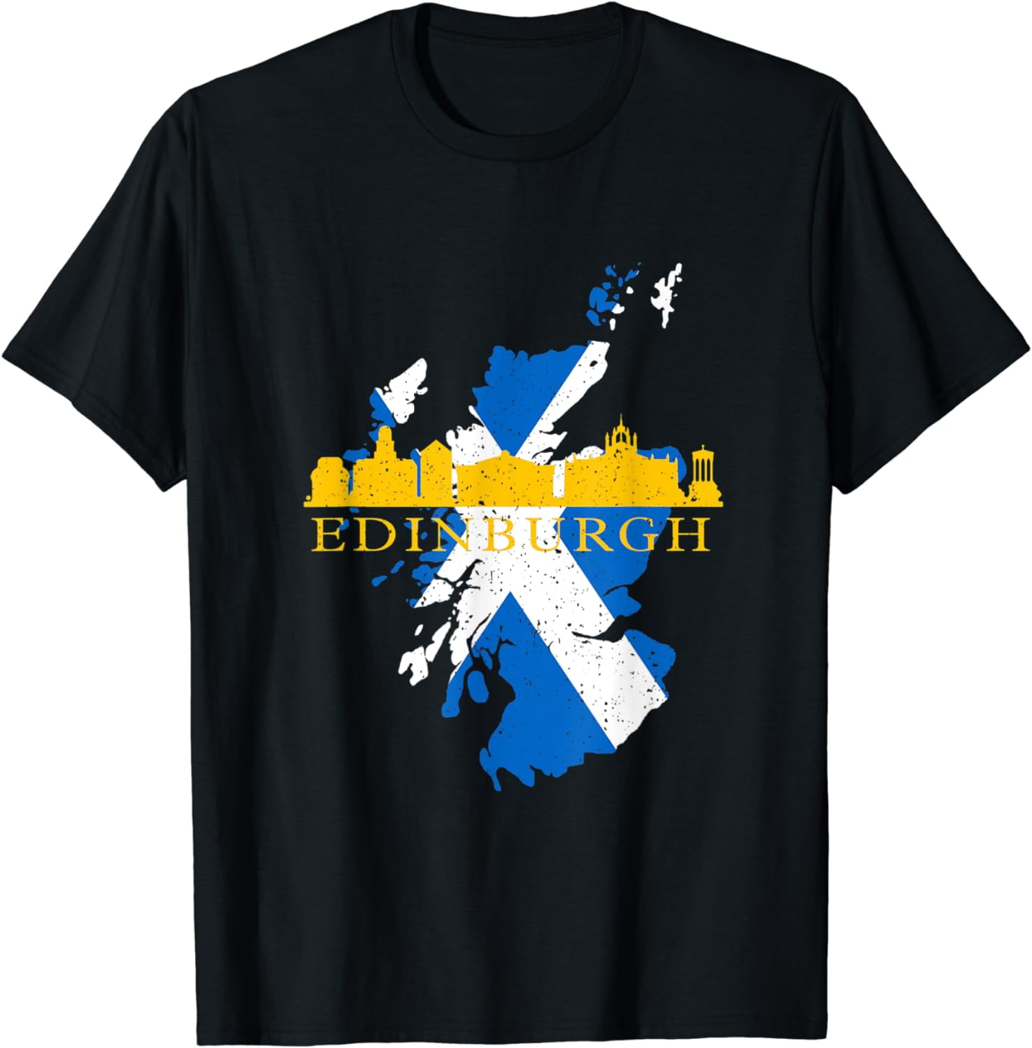 Vintage Edinburgh Landmarks Scotland Map With Scottish Flag T-Shirt ...