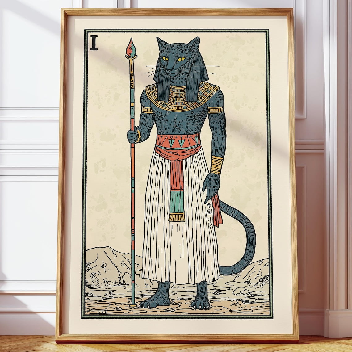Vintage Egyptian God Mafdet Illustration - Retro Art Poster, Ancient ...