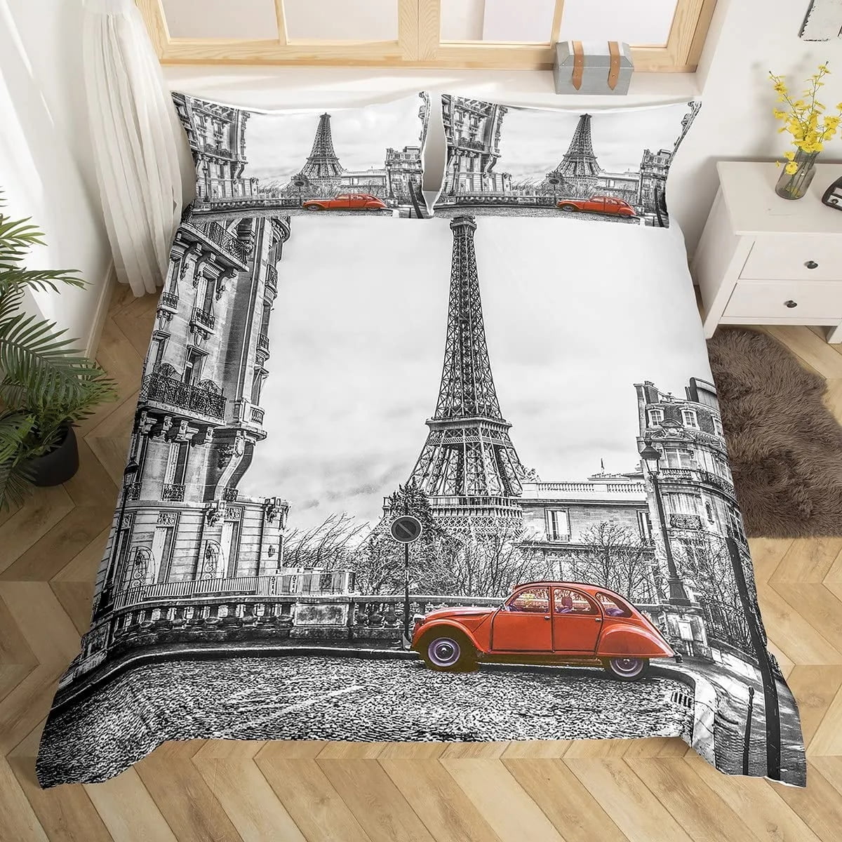 Vintage Eiffel Tower Duvet Cover Set Modern 3D Paris Theme Bedding Sets ...