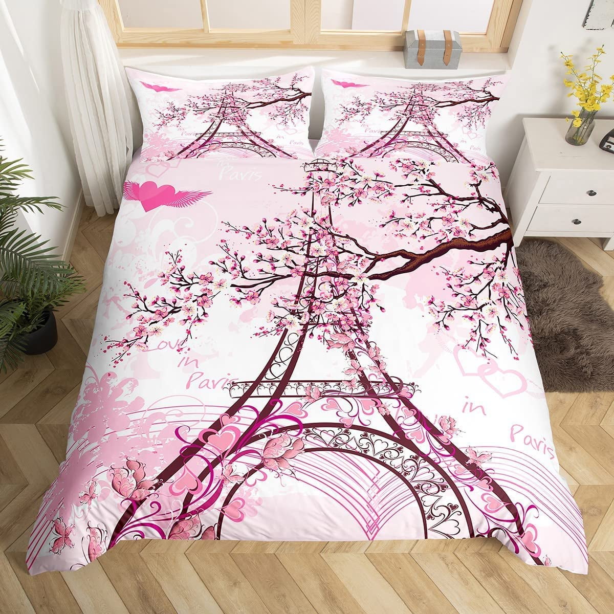 Vintage Eiffel Tower Duvet Cover Set Modern 3D Paris Theme Bedding Sets ...