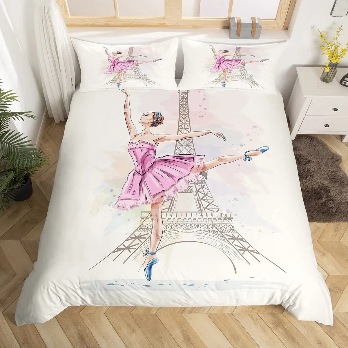 Vintage Eiffel Tower Duvet Cover Set Modern 3D Paris Theme Bedding Sets ...