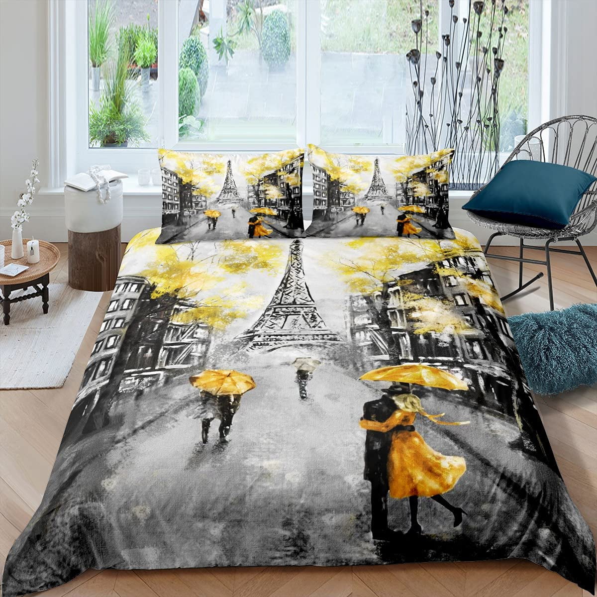 Vintage Eiffel Tower Duvet Cover Set Modern 3D Paris Theme Bedding Sets ...
