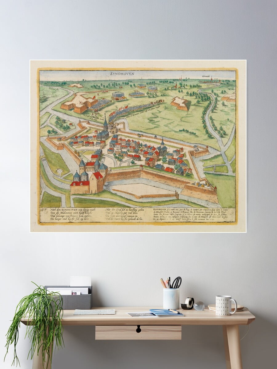 Vintage Eindhoven Netherlands Map (1590) Poster Wall Art, Modern Wall ...