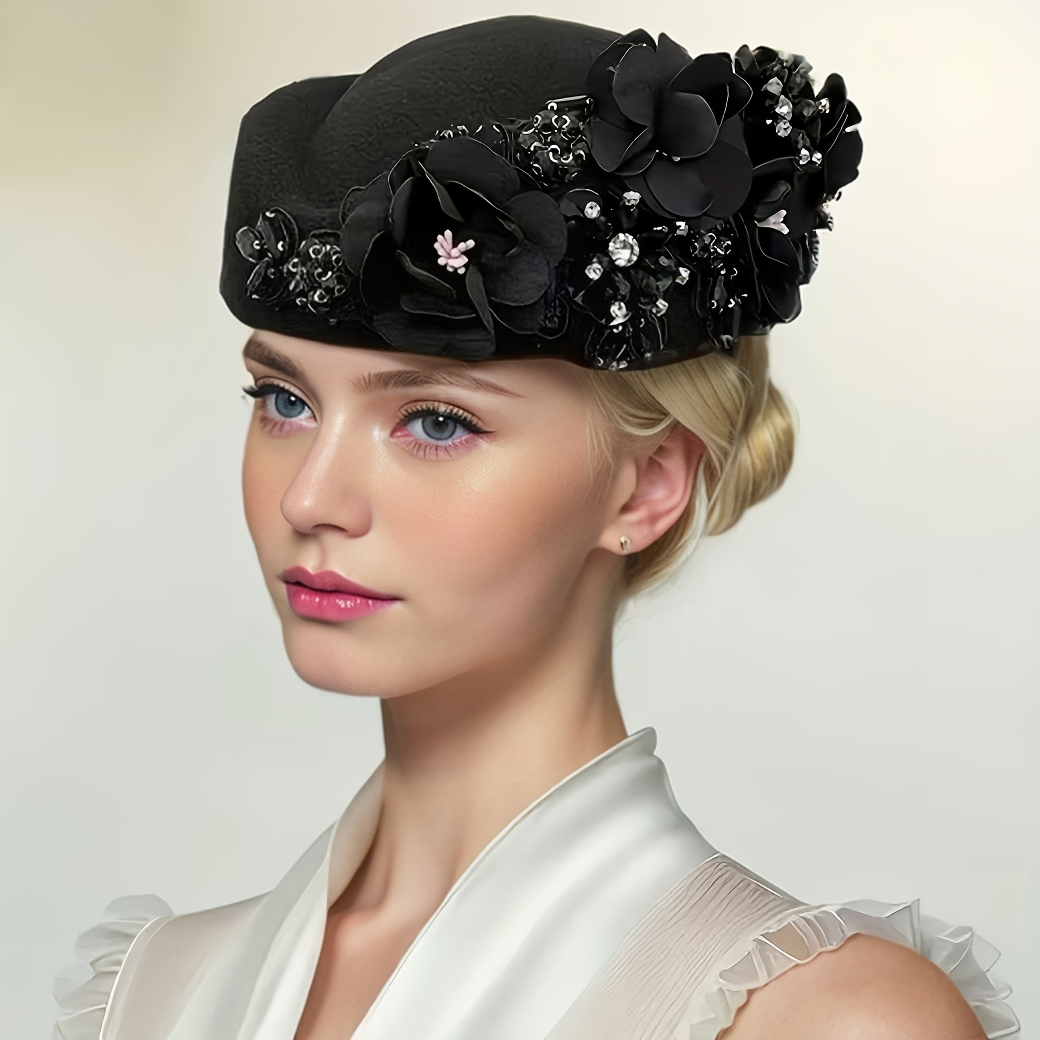 Vintage Elegant English Felt Turban Hat for Women, Ideal for Weddings ...