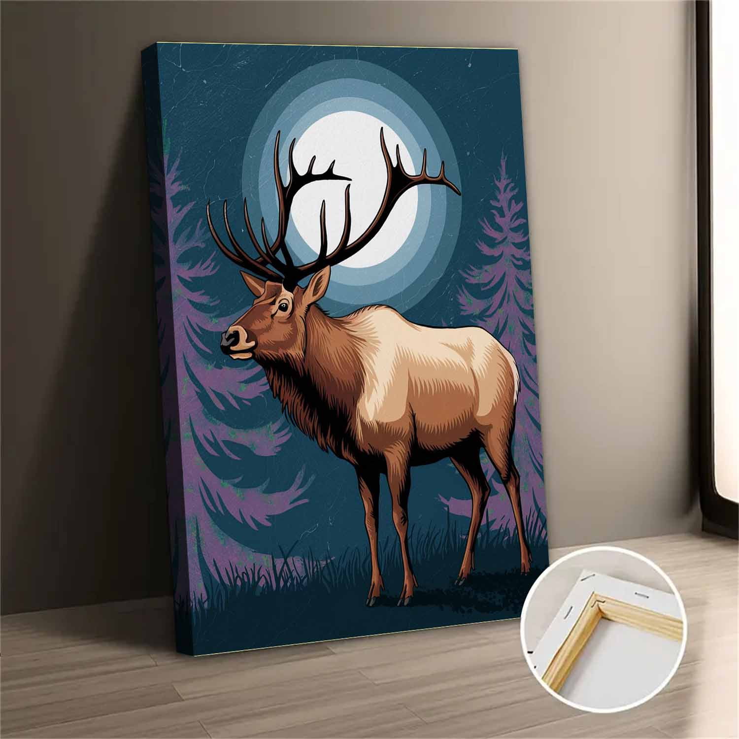 Vintage Elk Canvas Wall Art Print Modern Aesthetic Home Decor Bedroom ...