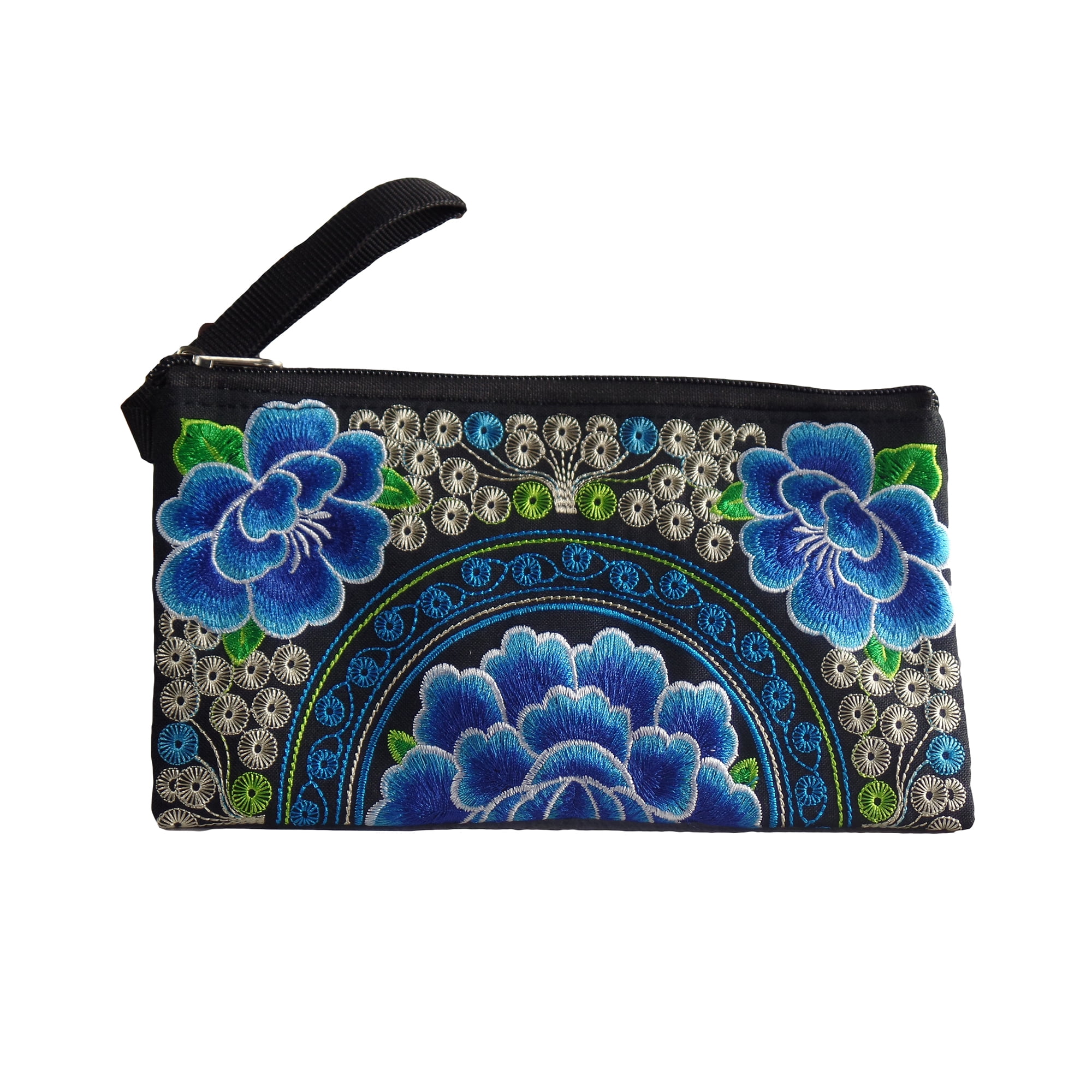 Vintage Embroidered Floral Blue Large Wristlets - Walmart.com