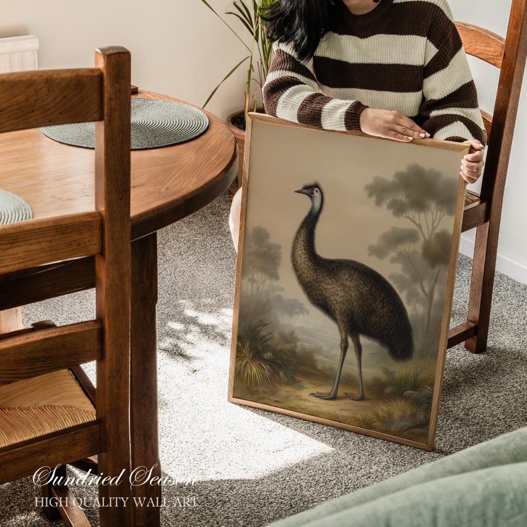 Vintage Emu Art Print, Antique Australian Wildlife Illustration, Rustic ...