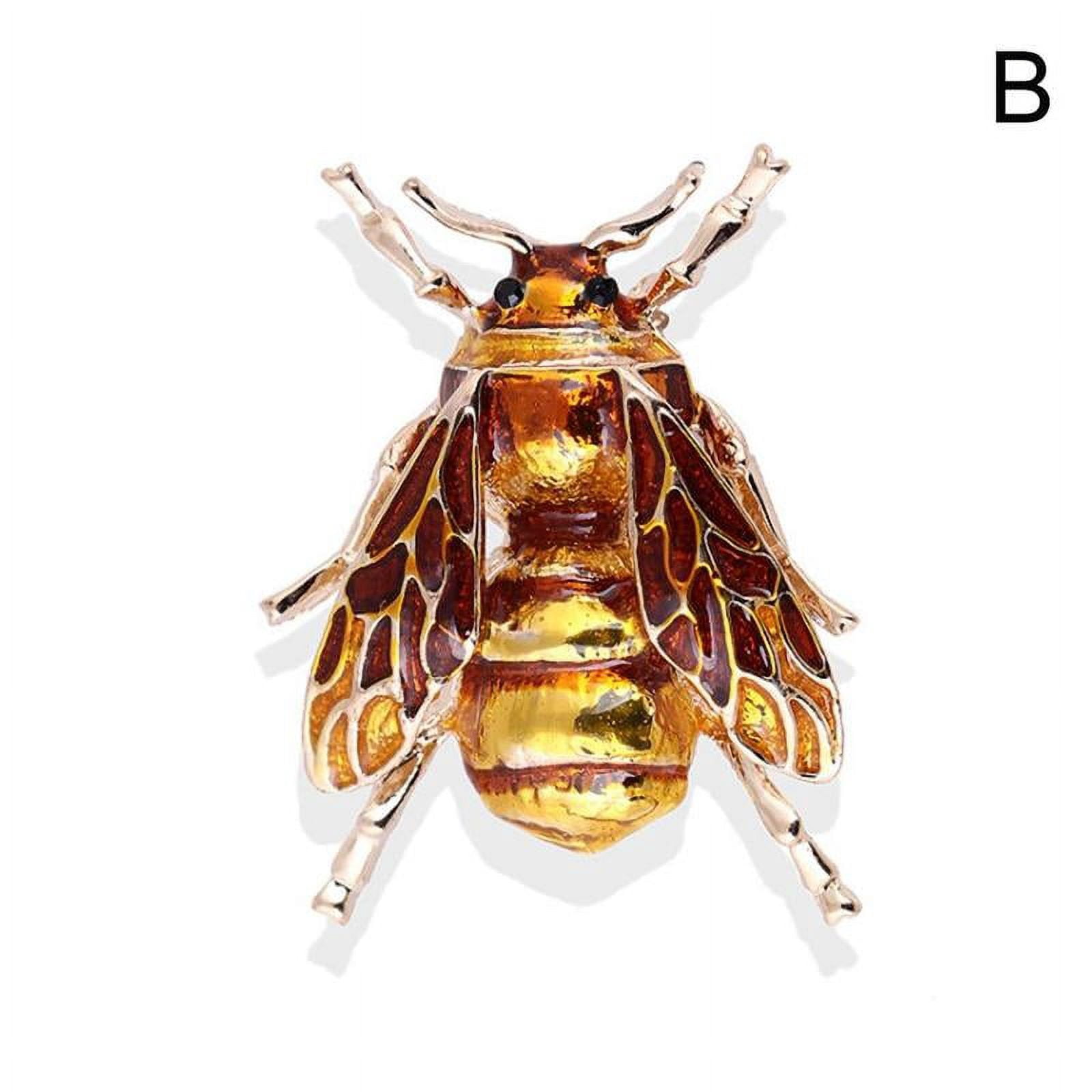 Vintage Enamel Bumble Bee Crystal Brooch Pin Costume H3O7 S0C6 ...