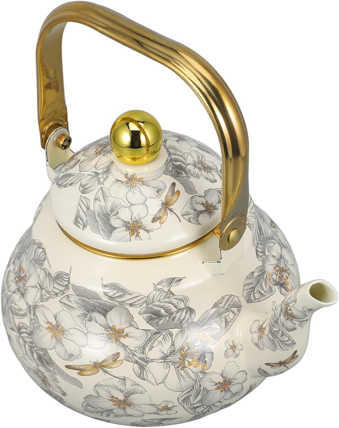 Vintage Enamel Kettle Retro Tea Pot for Loose Tea for Stovetop Boiling ...