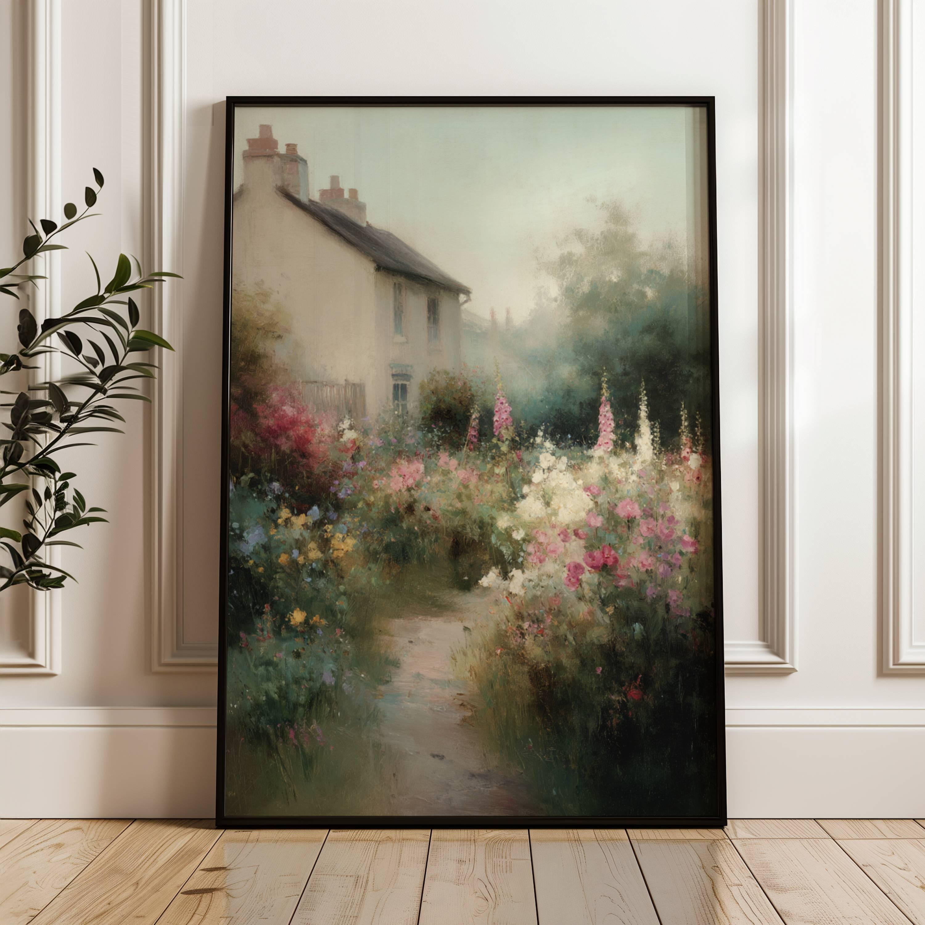 Vintage English Cottage | Cottage Garden Wall Art | Spring Landscape ...