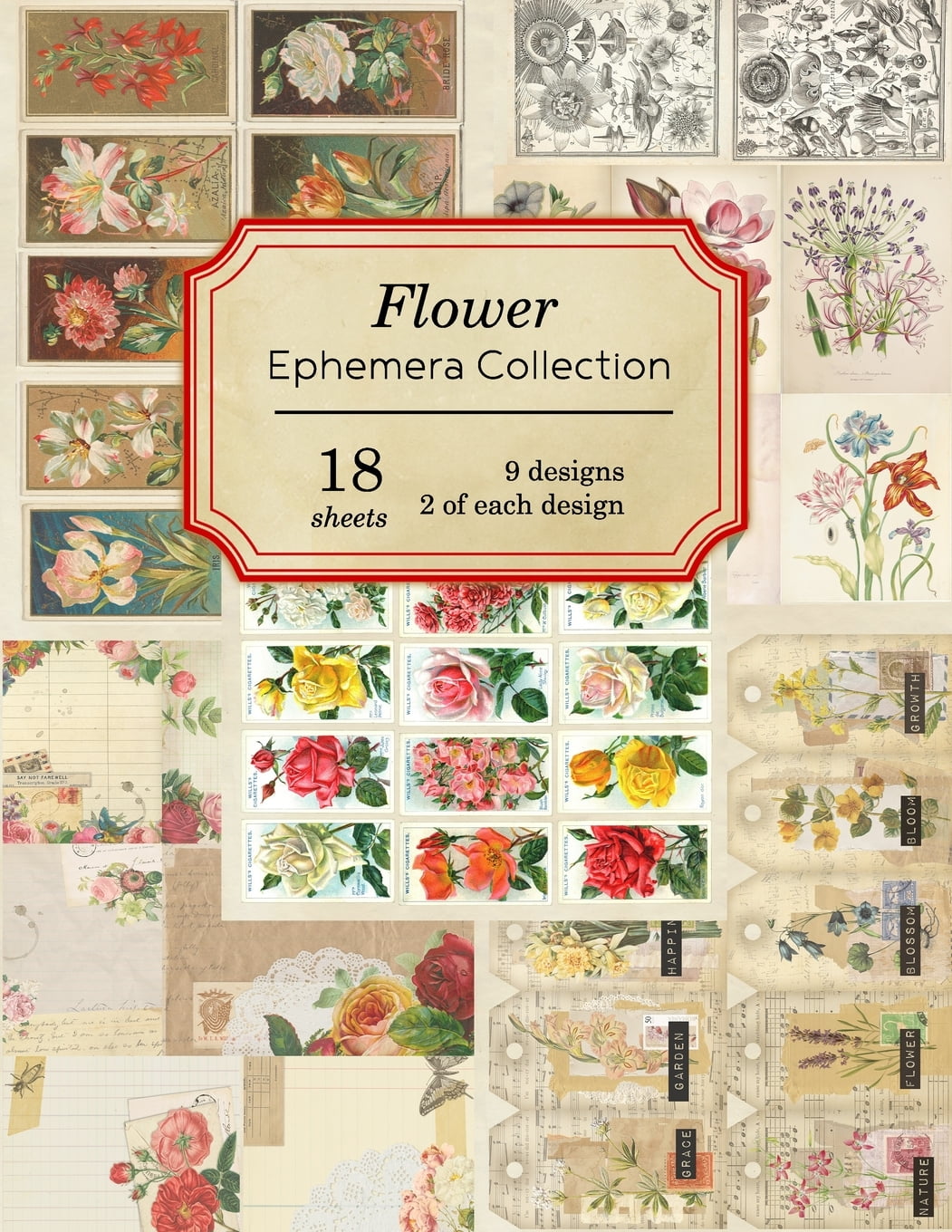 Vintage Ephemera Collection: Flower Ephemera Collection: 18 sheets ...