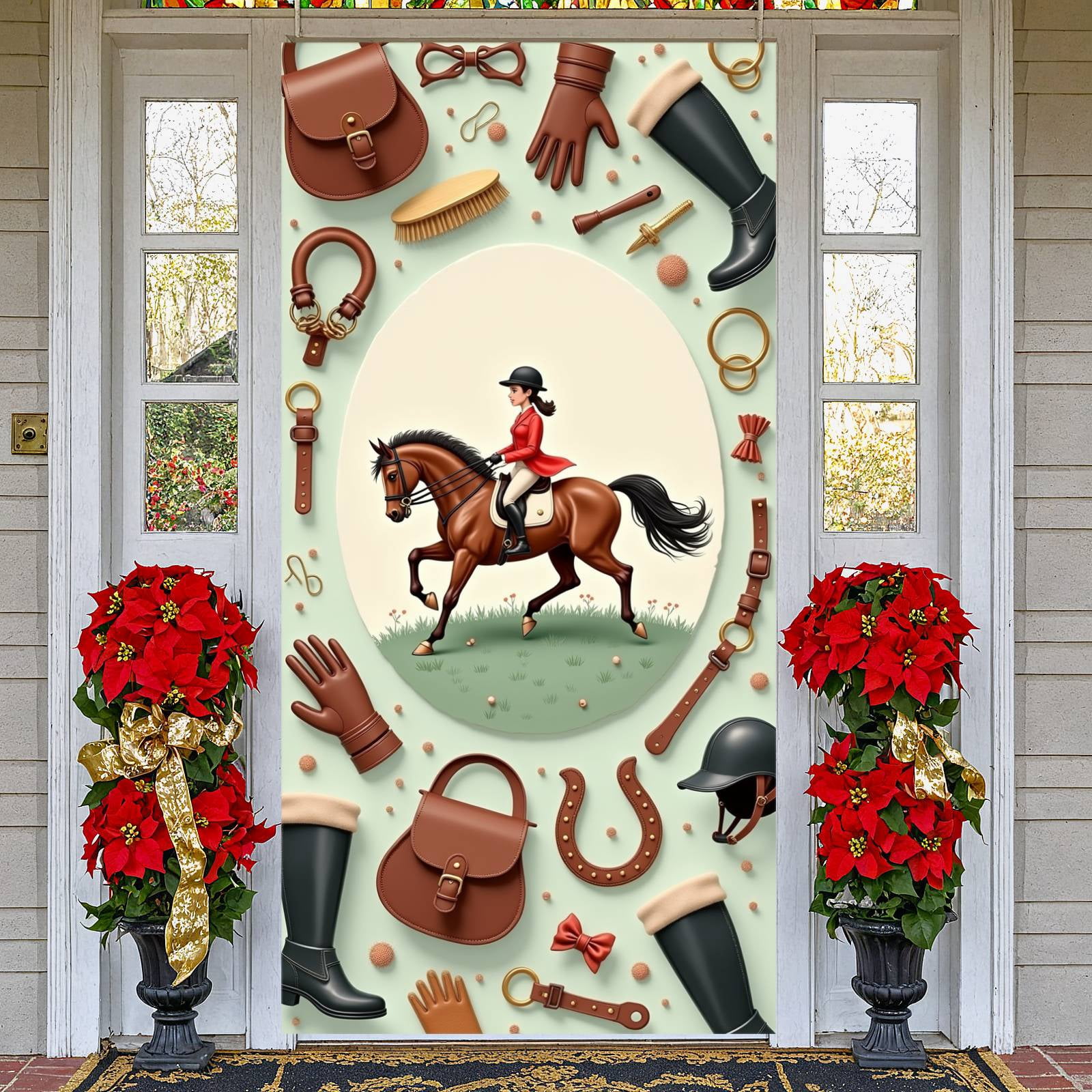 Vintage Equestrian Banner Red Riding Coat Horse Riding Display Brown ...