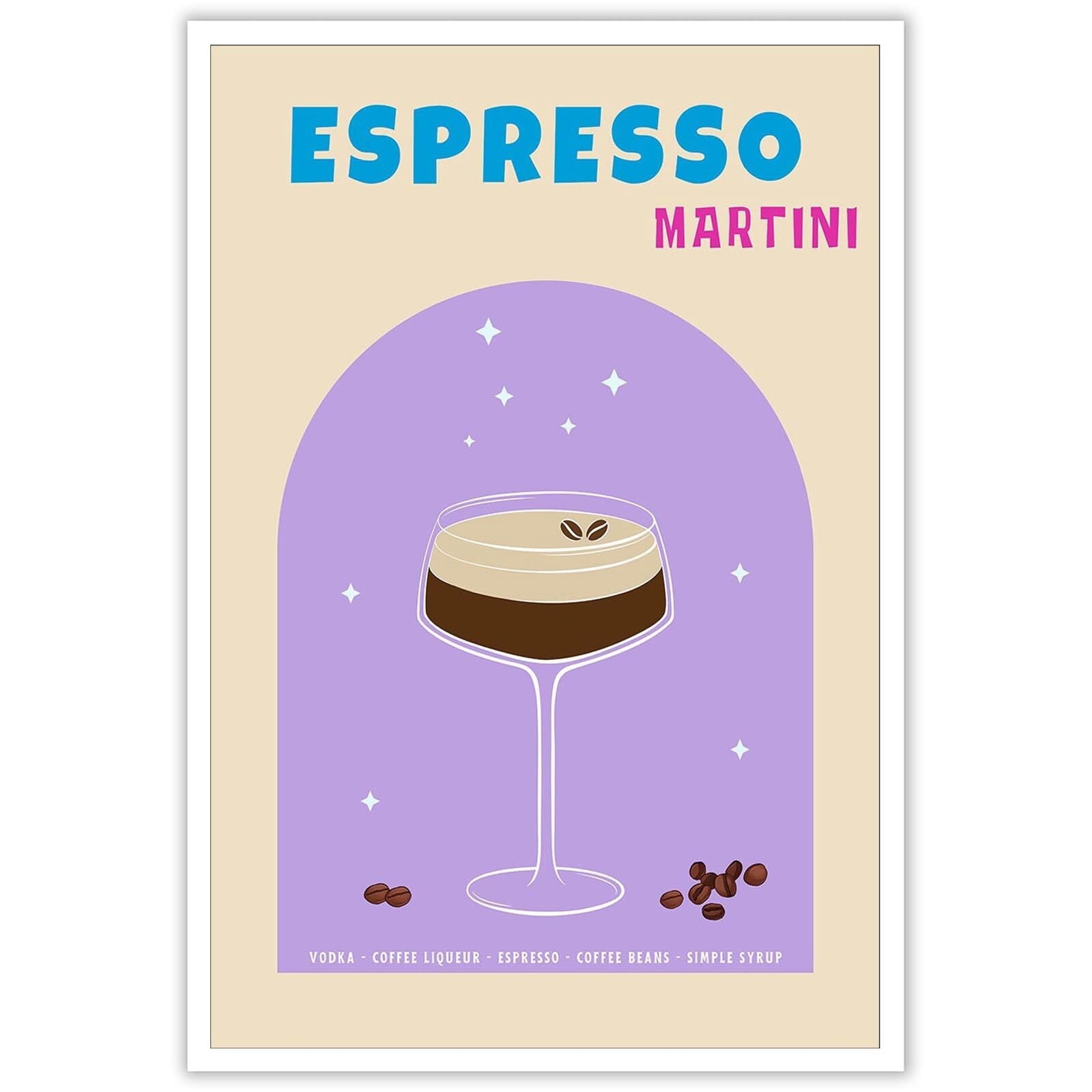 Vintage Espresso Martini Vodka-Coffee Liqueur-Coffee Beans - Simple ...