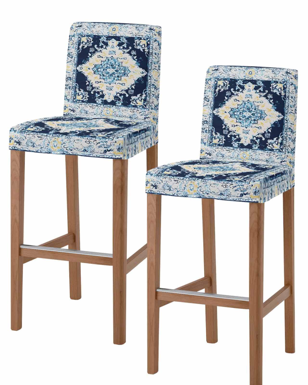 Vintage Ethnic Bar Stool Covers Set of 2, Boho Tribes Modern Blue ...