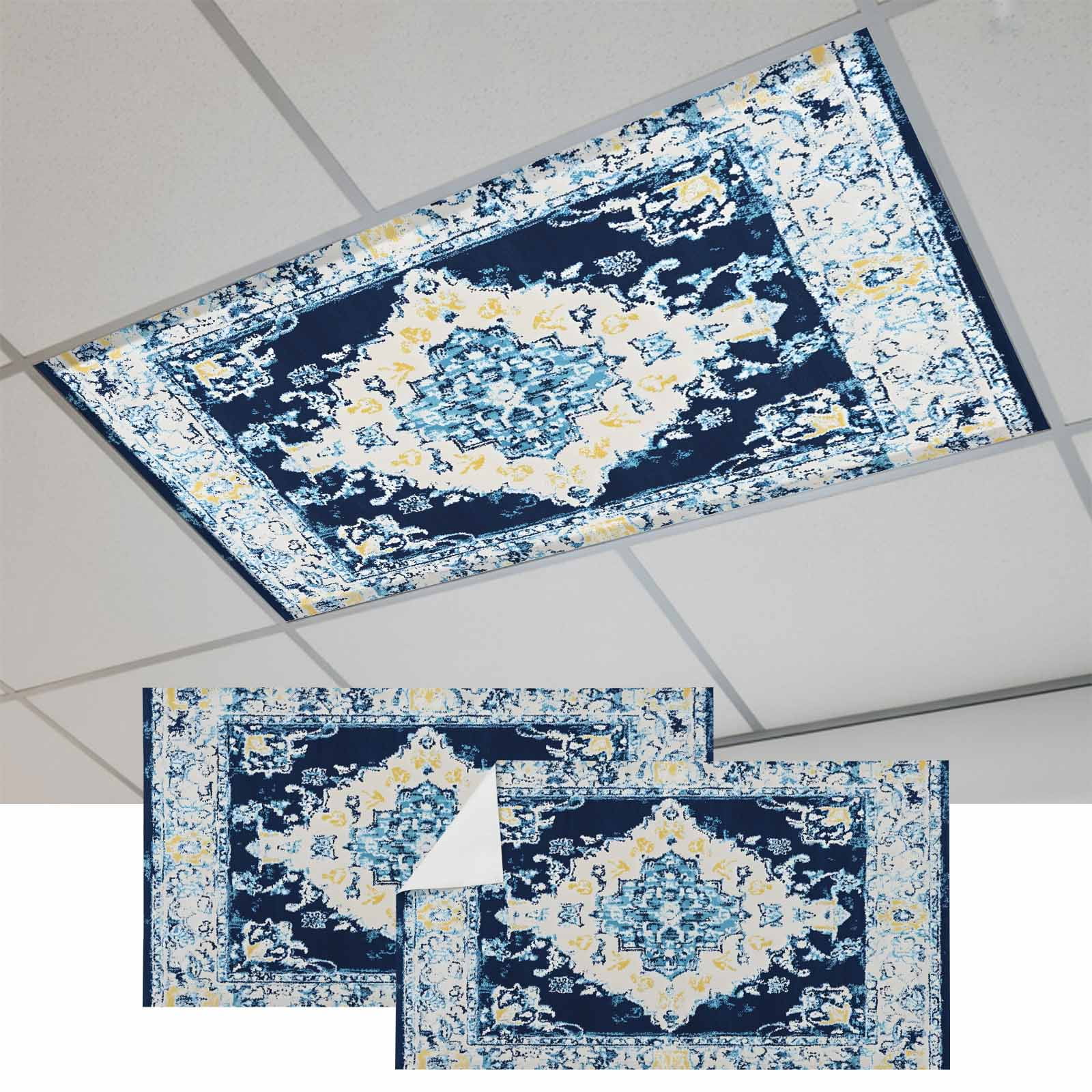 Vintage Ethnic Fluorescent Light Covers, Boho Tribes Modern Blue Middle ...