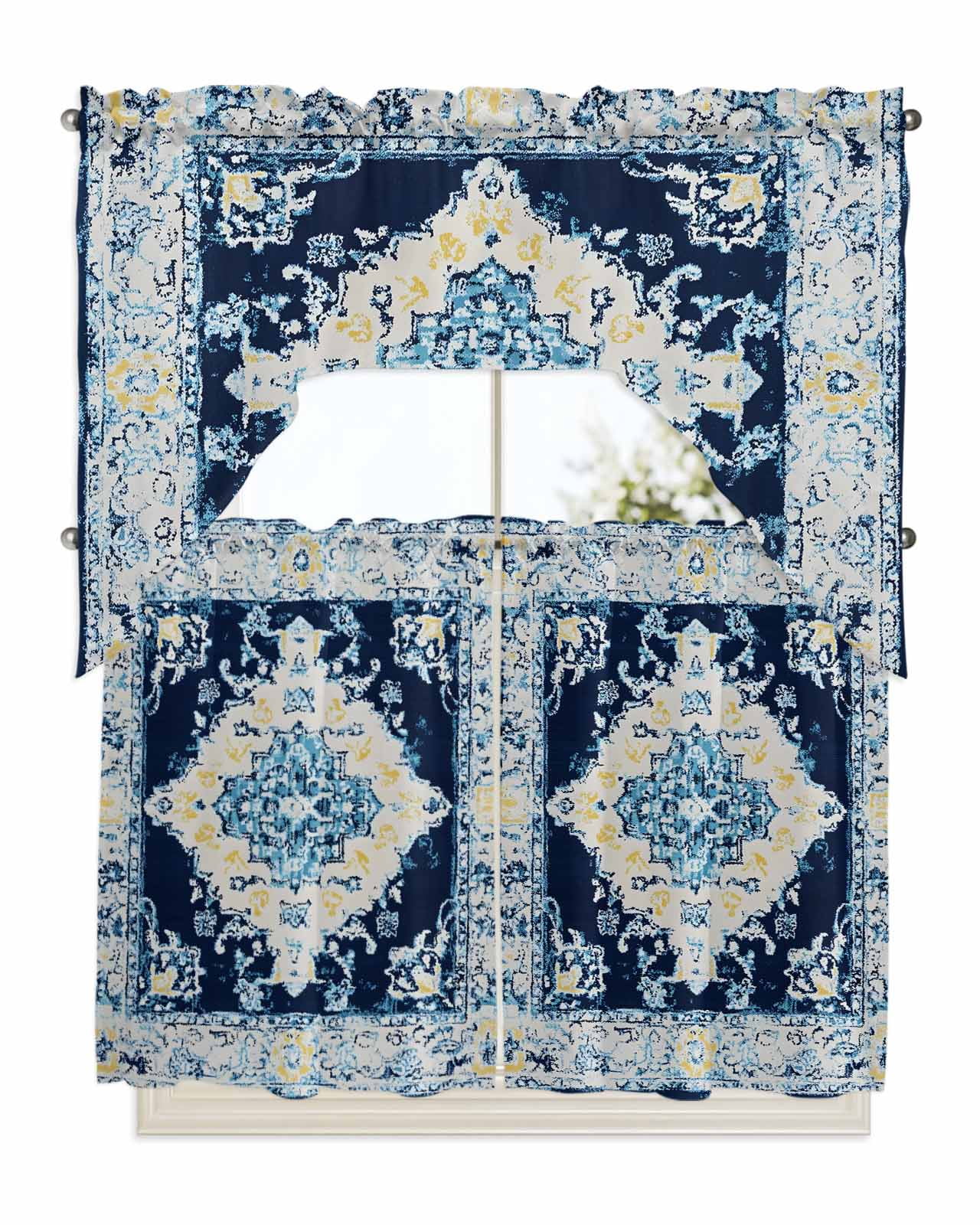 Vintage Ethnic Kitchen Curtains Swag Valance and Tier Curtains Set 36 ...
