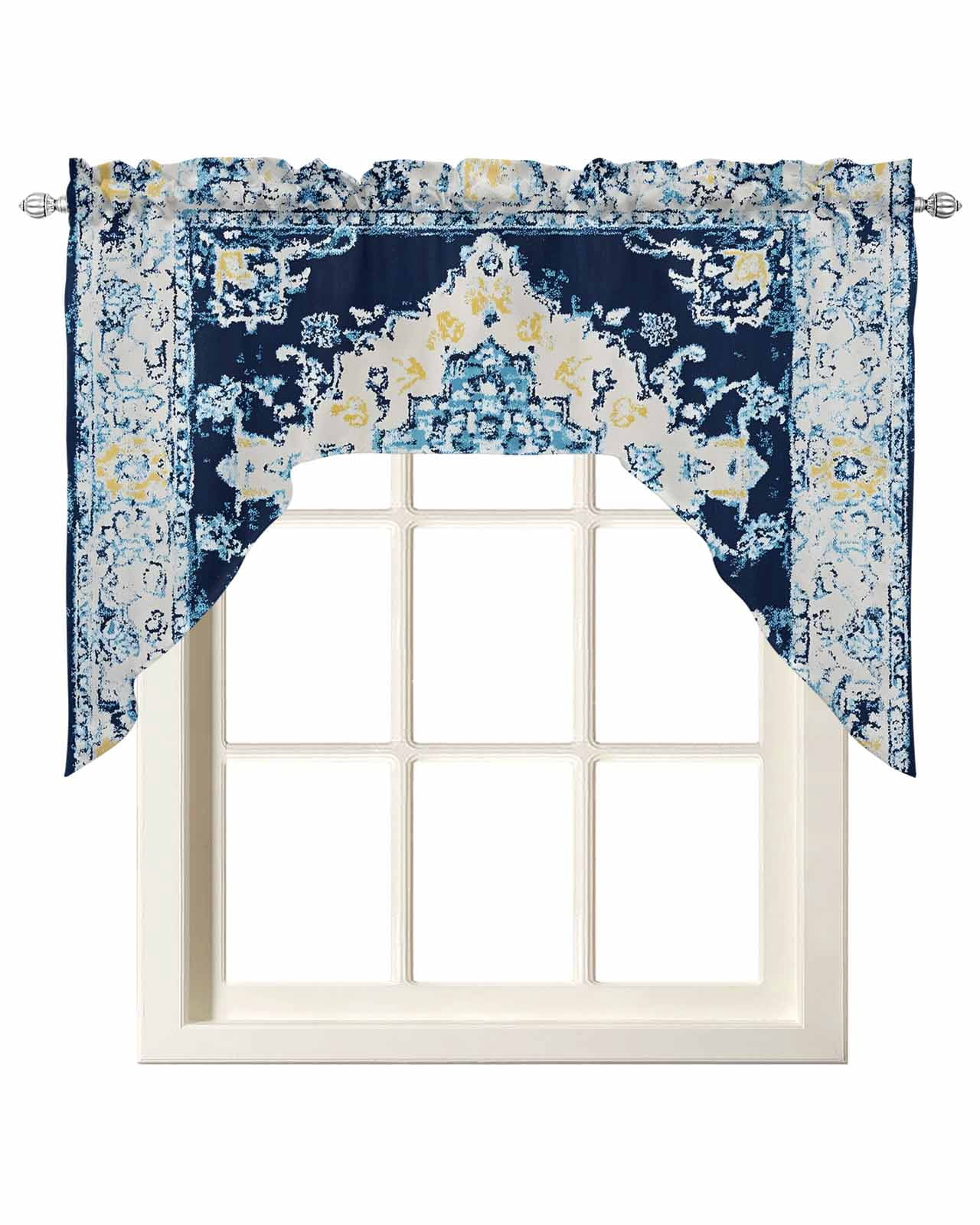 Vintage Ethnic Kitchen Curtains Swag Valance for Windows/Bathroom/Cafe ...