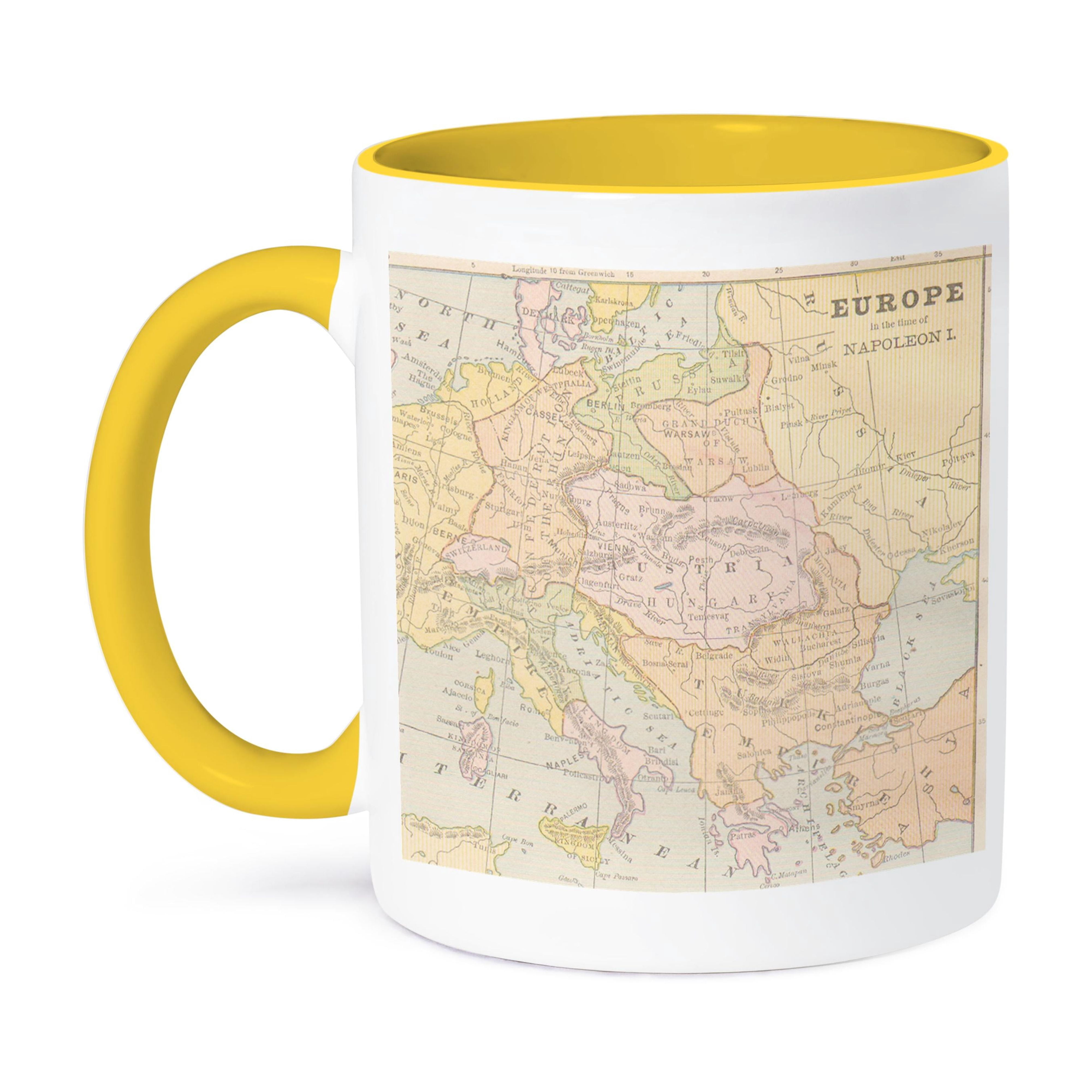 3dRose, Vintage Europe Map in time of Napoleon, 15oz Two-Tone Yellow ...