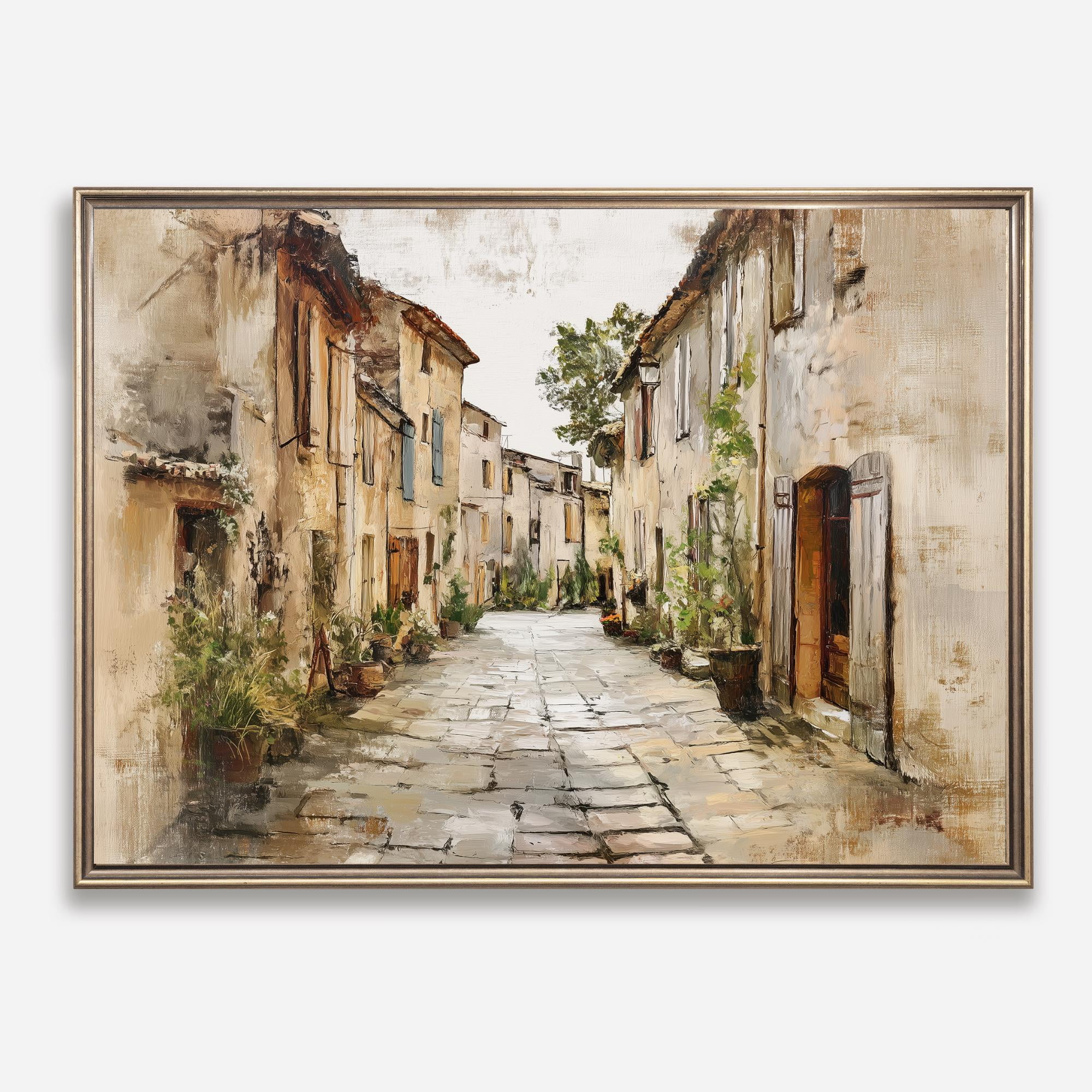 Vintage European Village Art Print, Rustic Street Wall Art, Rustic Home ...