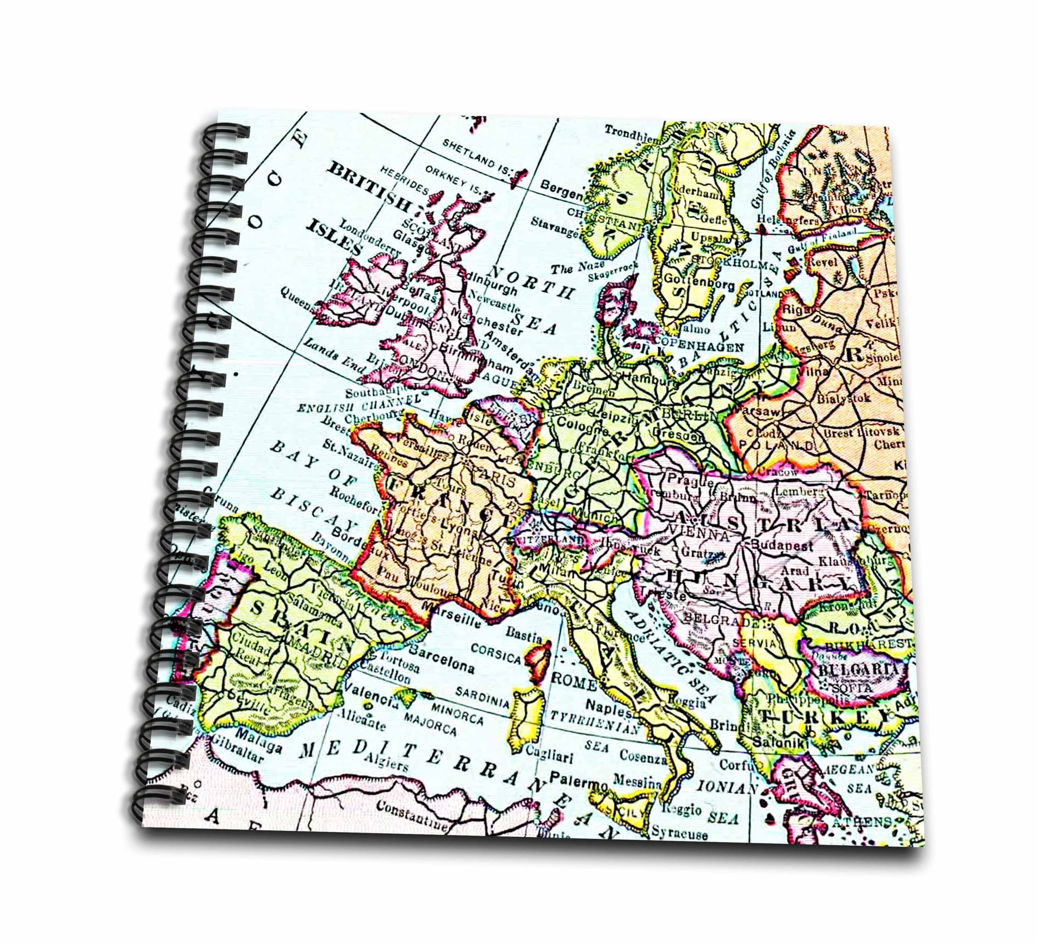 Vintage European map of Western Europe - Britain UK France Spain Italy ...