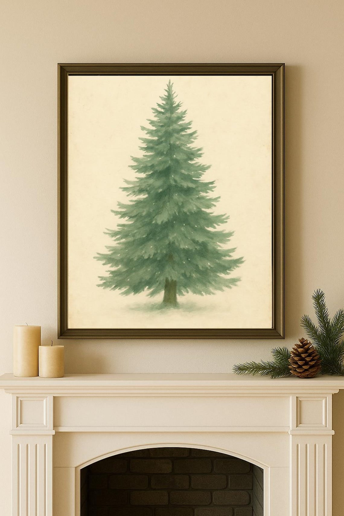 Vintage Evergreen Winter Tree Print Rustic Wall Art Winter Print X X ...