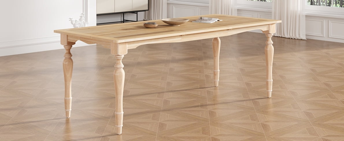 Vintage Expandable Farmhouse Dining Table with Removable Leaf, Solid ...