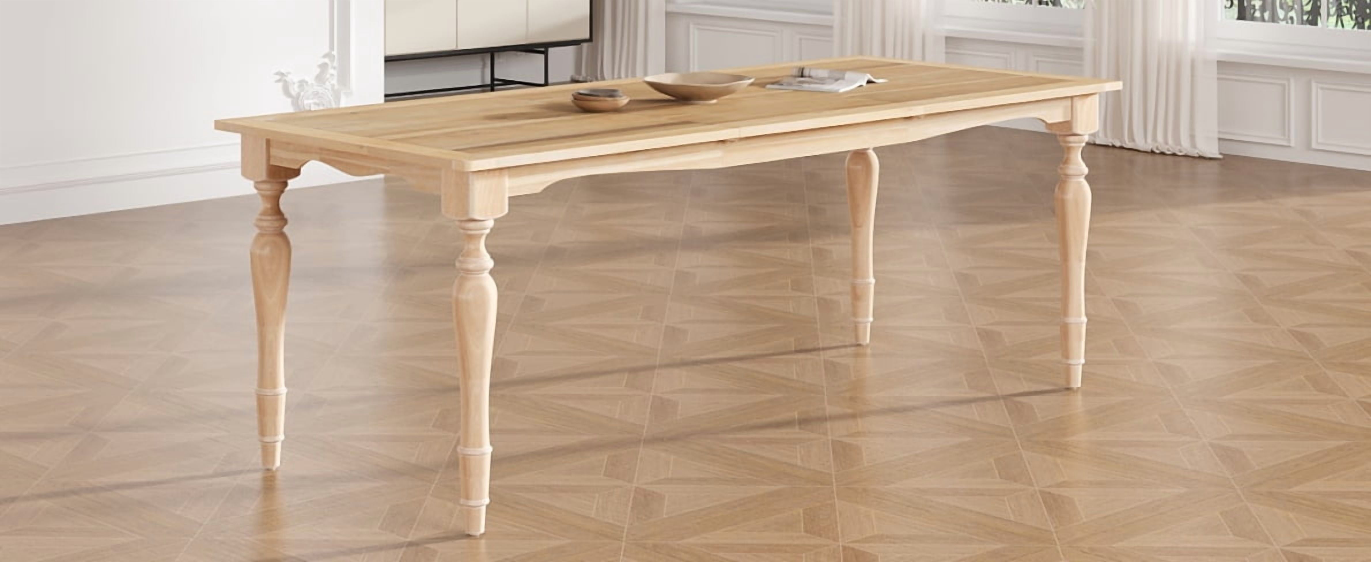 Vintage Expandable Farmhouse Dining Table with Removable Leaf, Solid ...