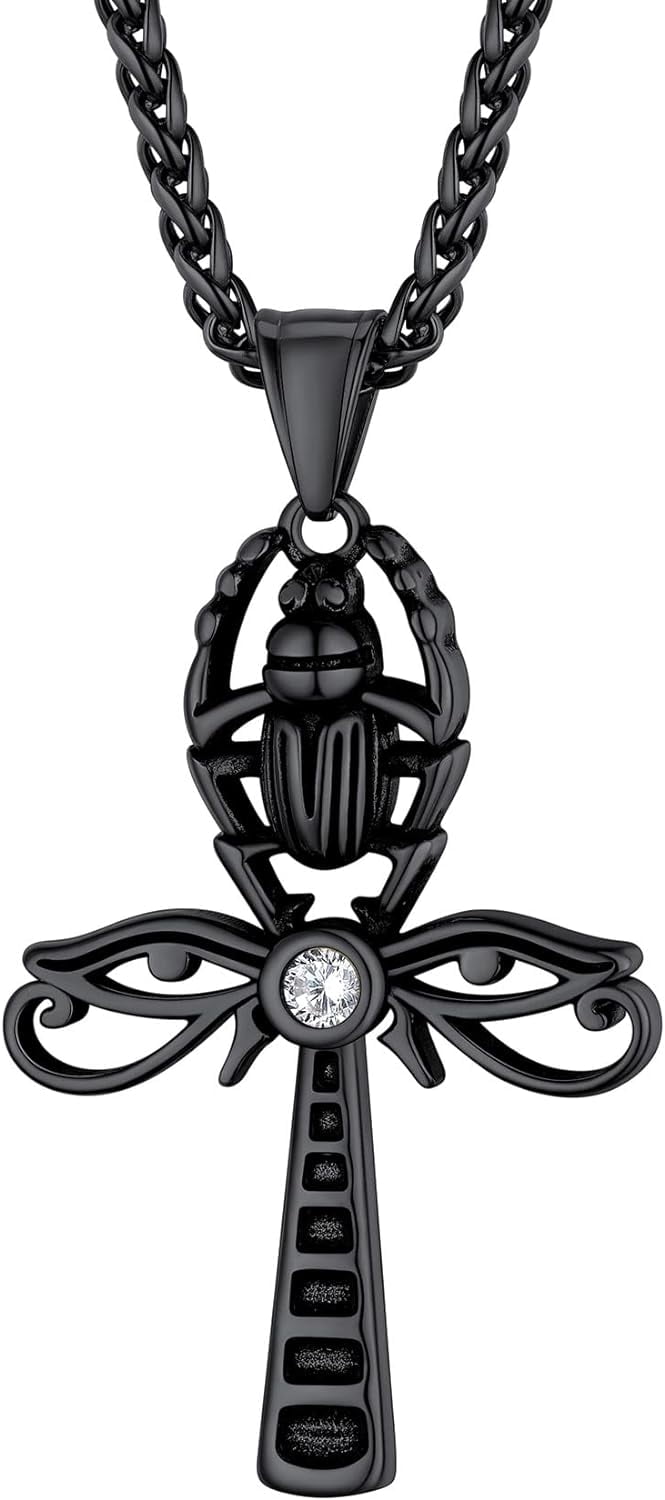 Vintage Eye Of Horus Ankh Cross Pendant Necklace for Women Men, Solid ...