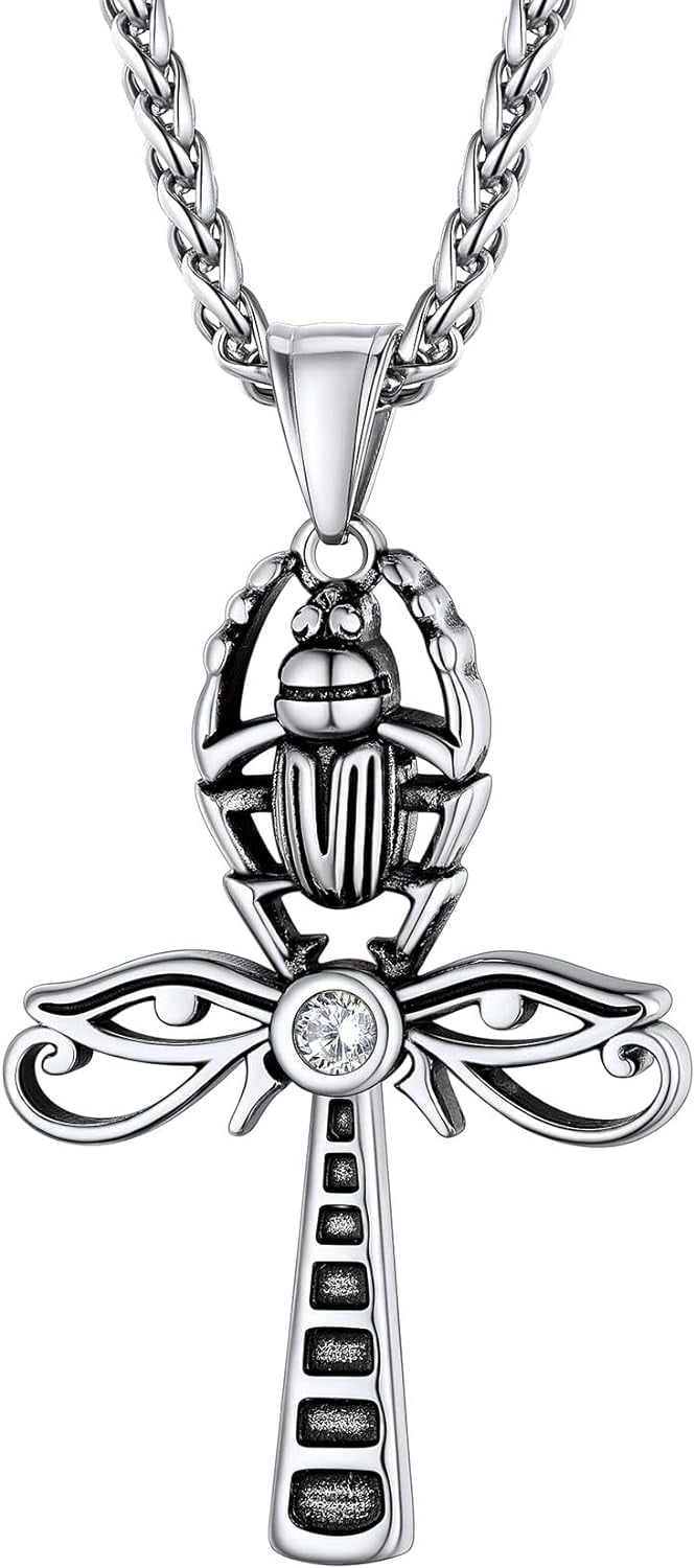 Vintage Eye Of Horus Ankh Cross Pendant Necklace for Women Men, Solid ...