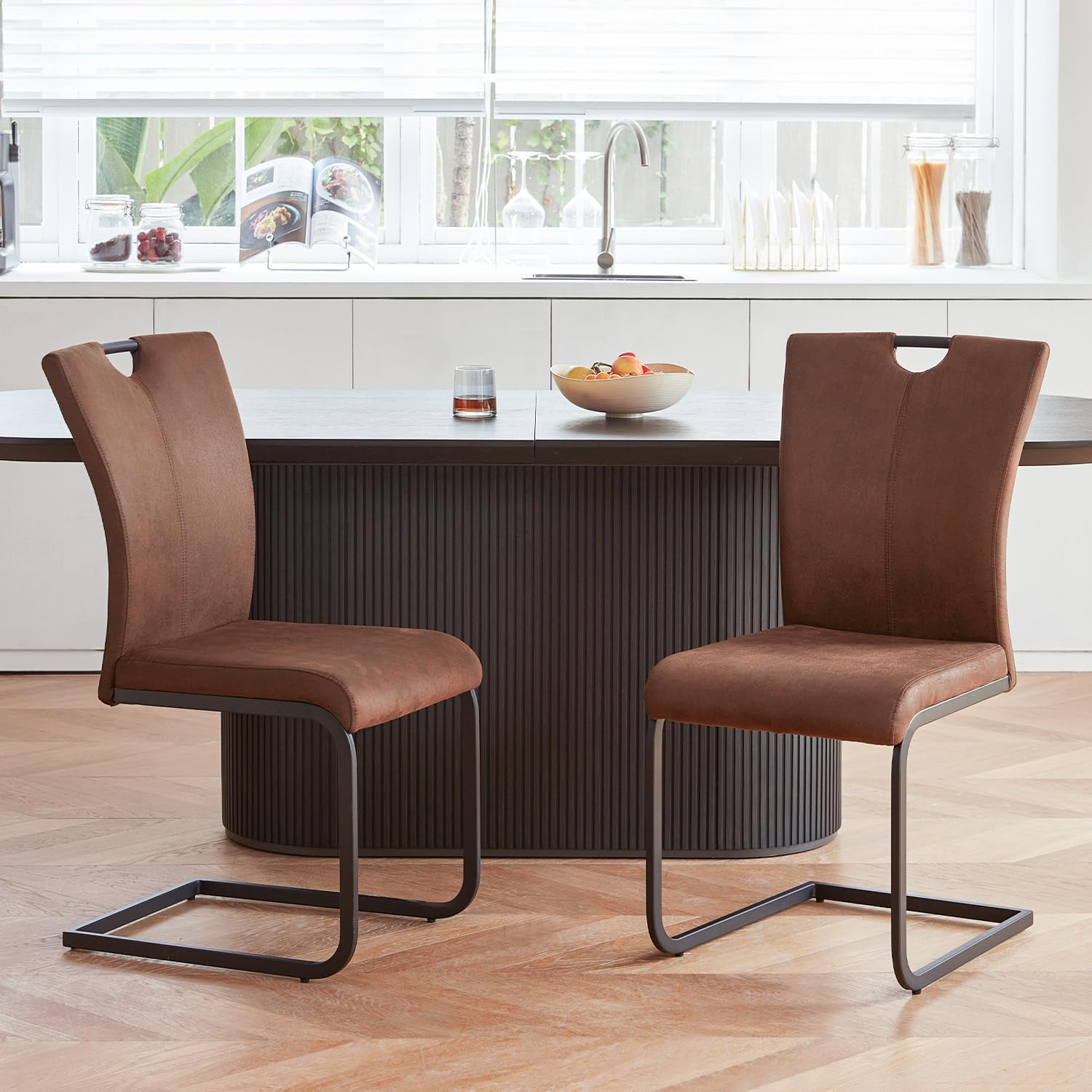 Vintage Fabric Dining Chairs with Handle Upholstered & Dining Room High ...