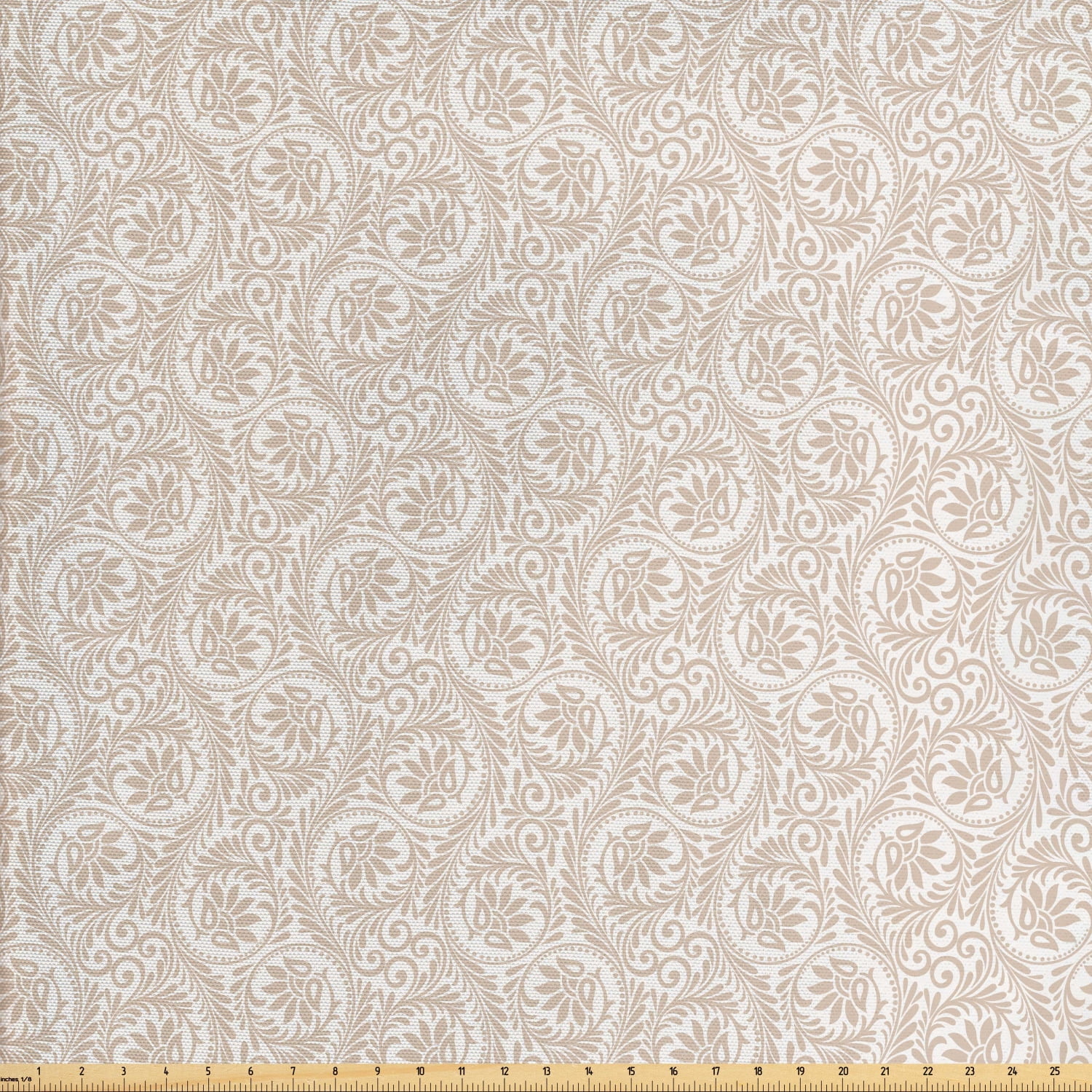 Ambesonne Vintage Fabric by the Yard Upholstery, Abstract Floral Scroll ...