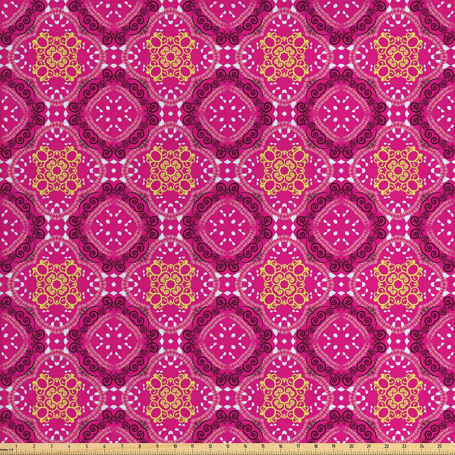 Vintage Fabric by the Yard, Abstract Shapes Victorian Motifs Middle ...