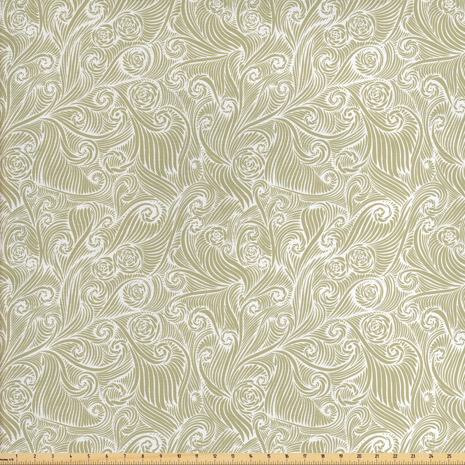 Ambesonne Vintage Fabric by the Yard Upholstery, Antique Swirls Curves ...