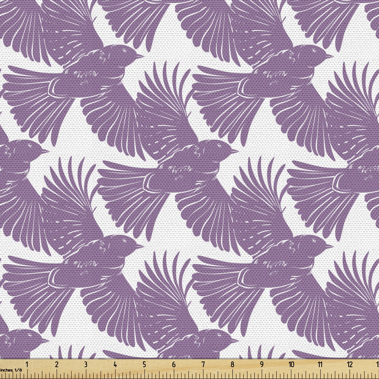 Vintage Fabric by the Yard, Continuous Pattern of Flying Crow Bird ...