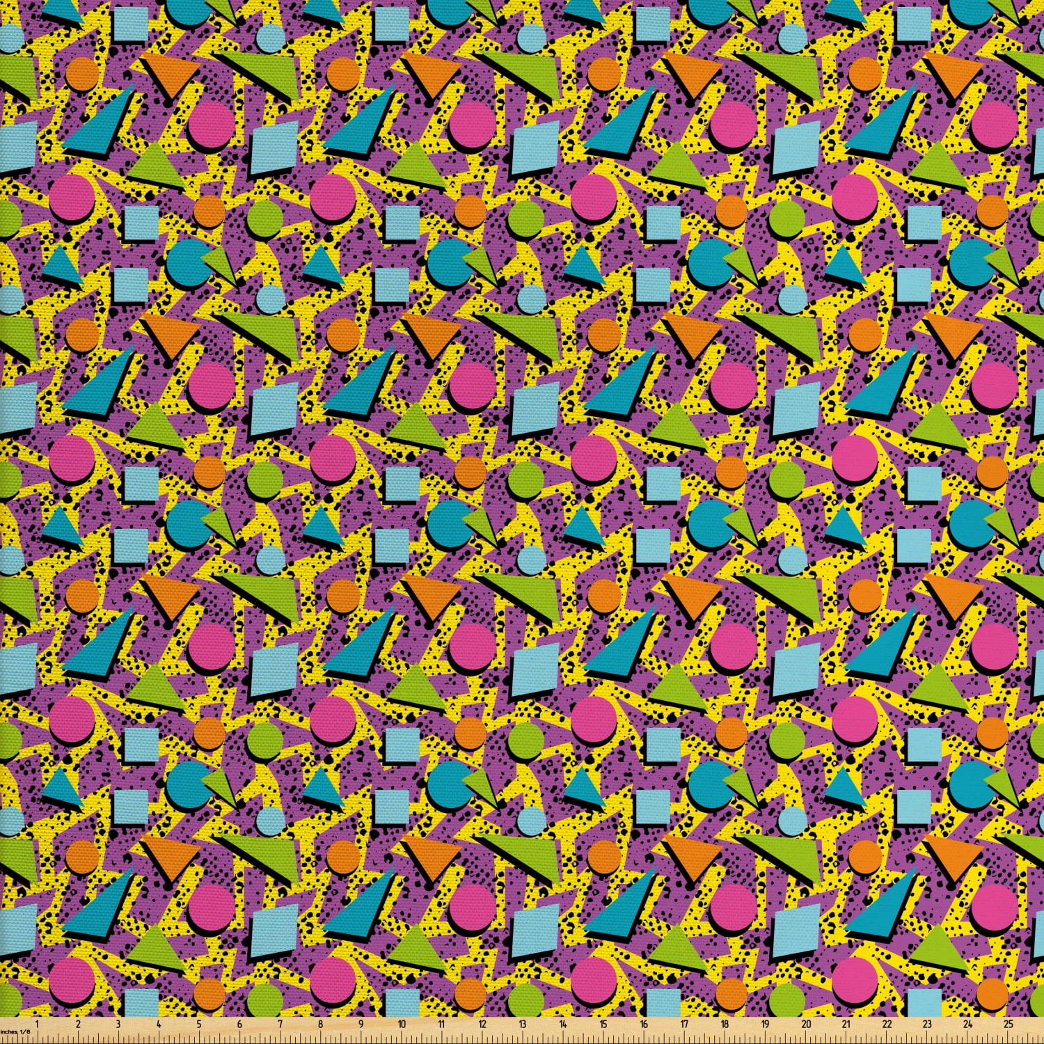 Ambesonne Vintage Fabric by the Yard Upholstery, Funky Geometric Style ...
