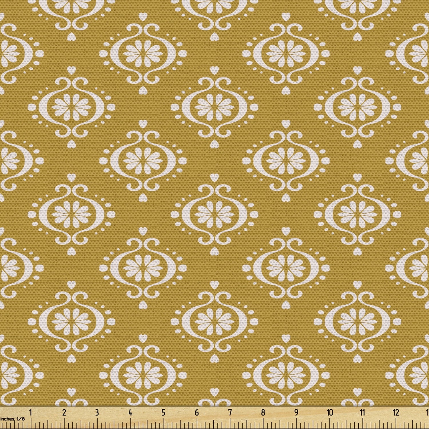 Vintage Fabric by the Yard, Nostalgic Bicolour Pattern of Damask ...