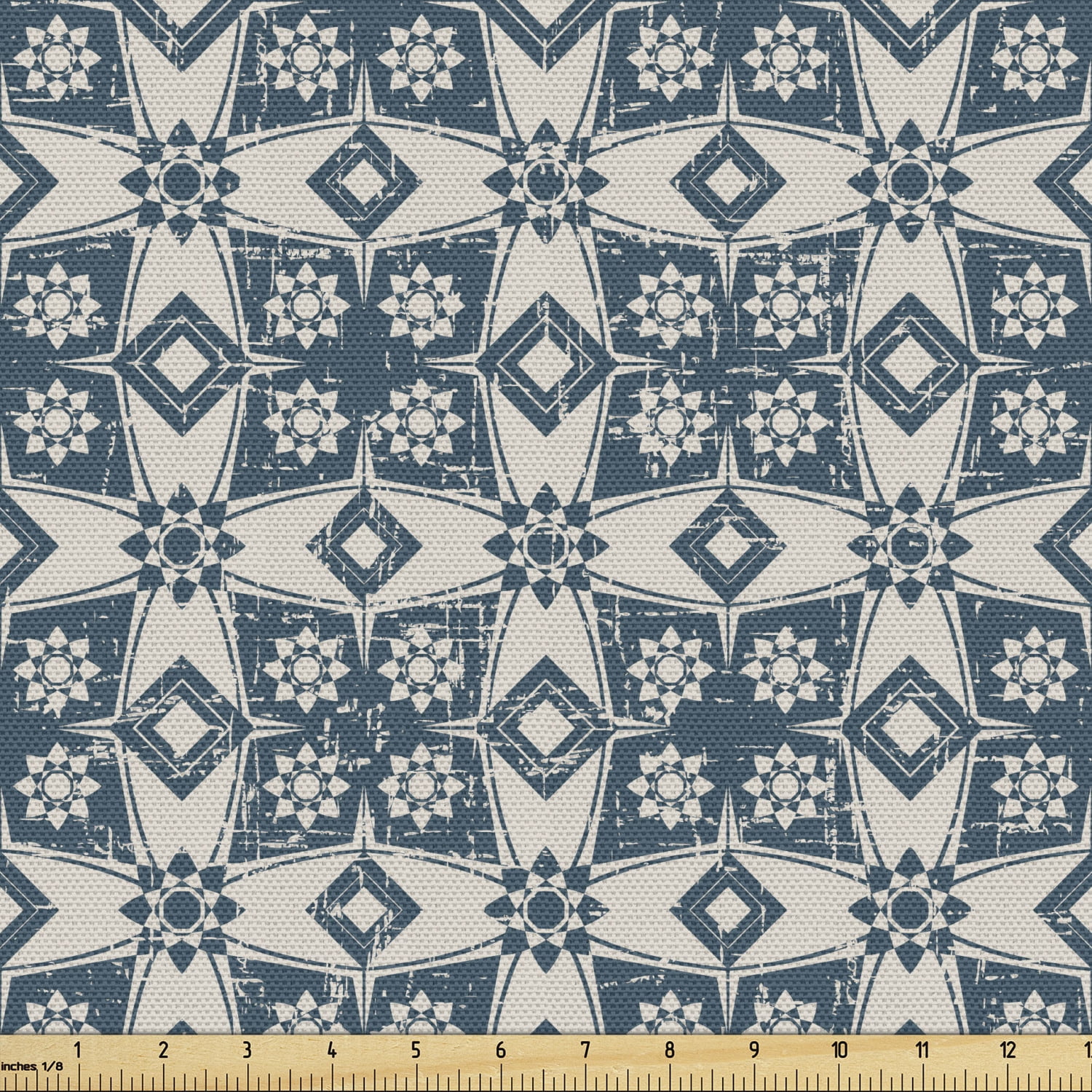 Ambesonne Vintage Fabric by the Yard Upholstery, Old Motifs and Star ...