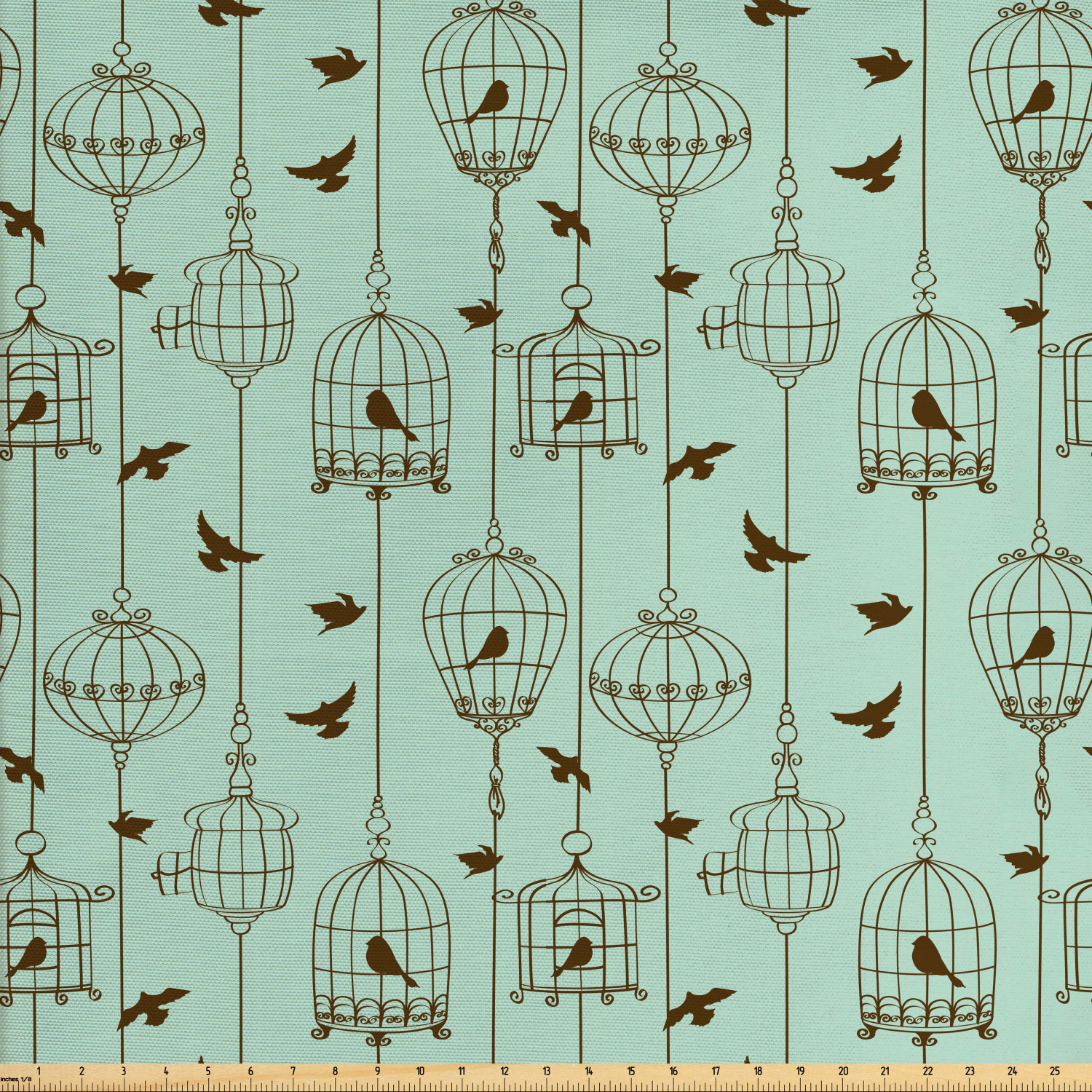 Ambesonne Vintage Fabric by the Yard Upholstery, Birds and Cages Art, 5 ...