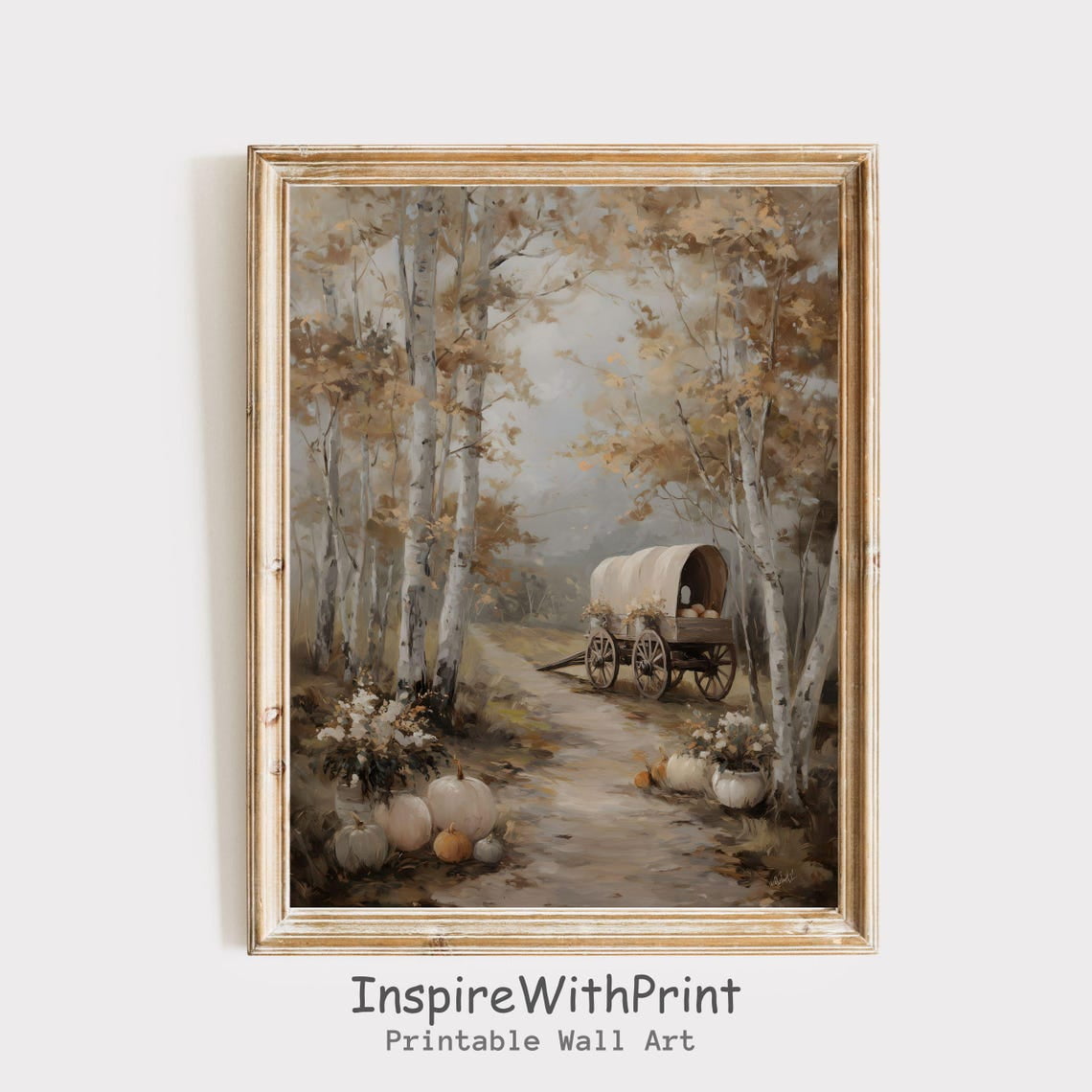 Vintage Fall Landscape Poster Fall Farmhouse Pumpkin Wall Art, Rustic ...