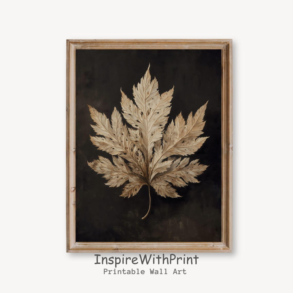 Vintage Fall Leaf Poster Dark Botanical Printable Fall Foliage Art ...